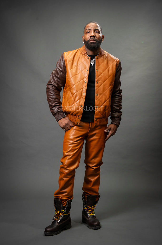 Men's Adan Jacket & Leather Jean Pants [Saddle/Brown] – LeatherKloset