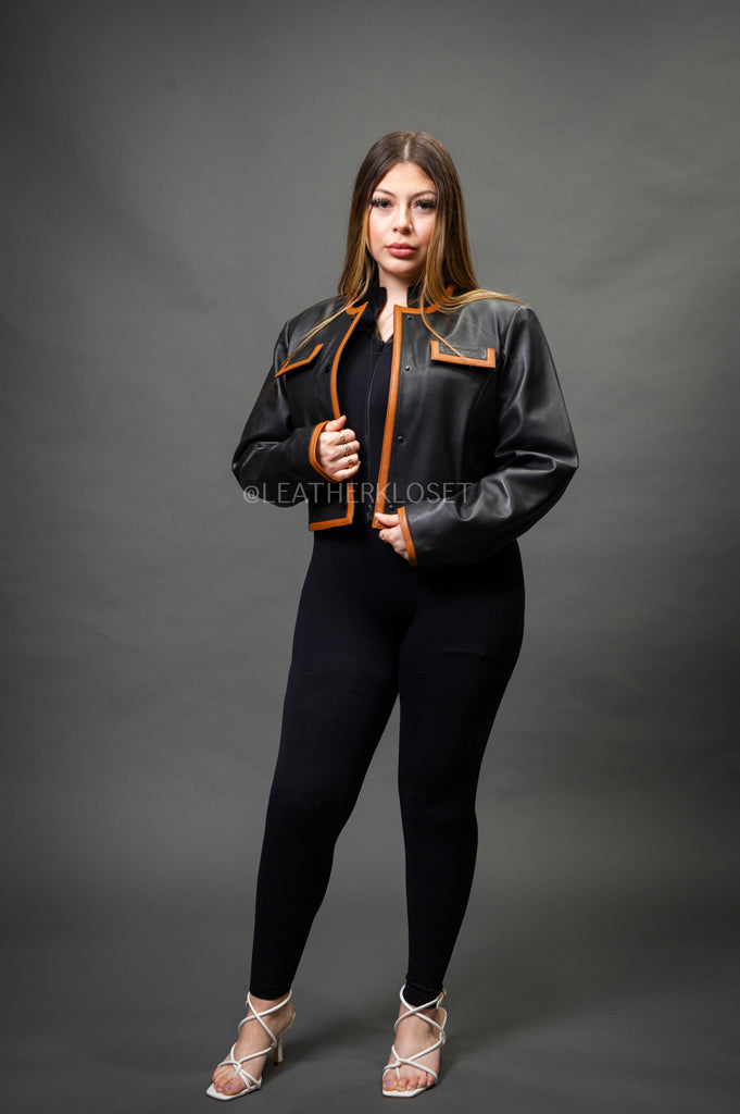 Women's Gianna Jacket [Black/Saddle] – LeatherKloset