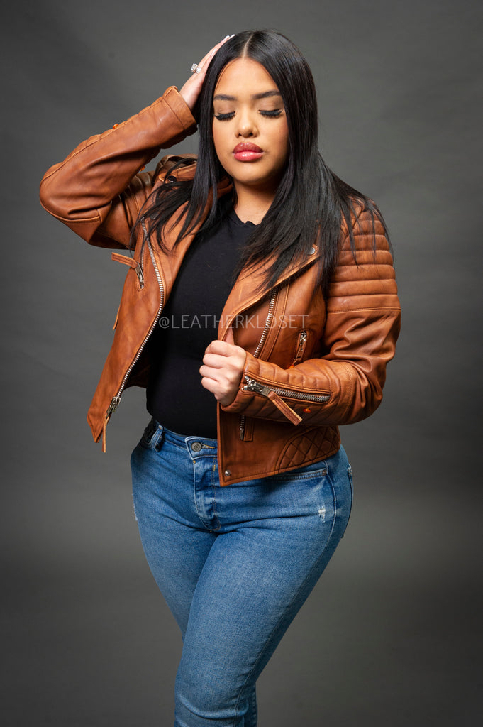 Women's Jay Leather Biker [Caramel Crunch] – LeatherKloset