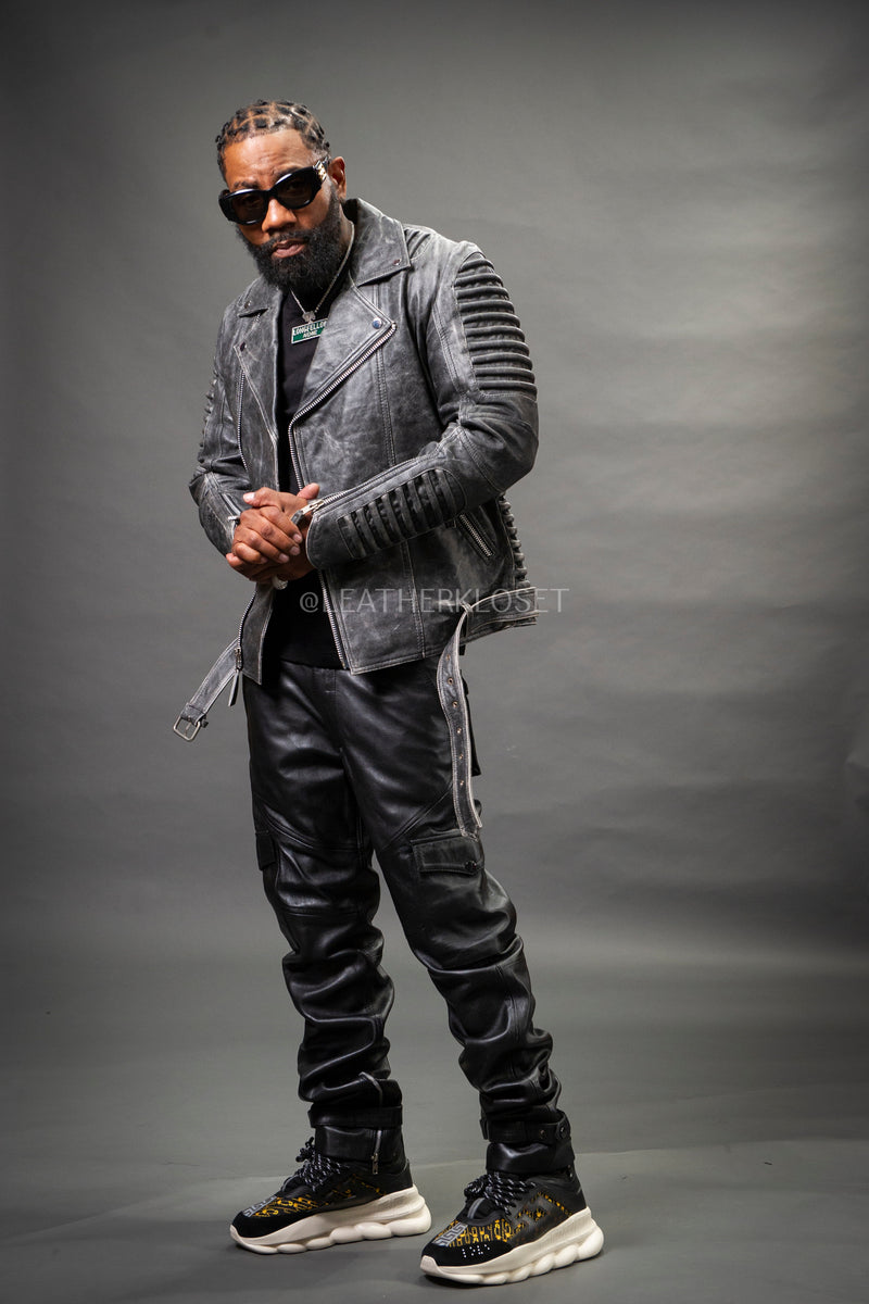 Men's Trey Biker Jacket [Space Gray] – LeatherKloset