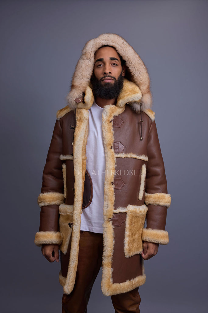 Men's Stealth Real Sheepskin Shearling Duffle [Napa Whiskey ...
