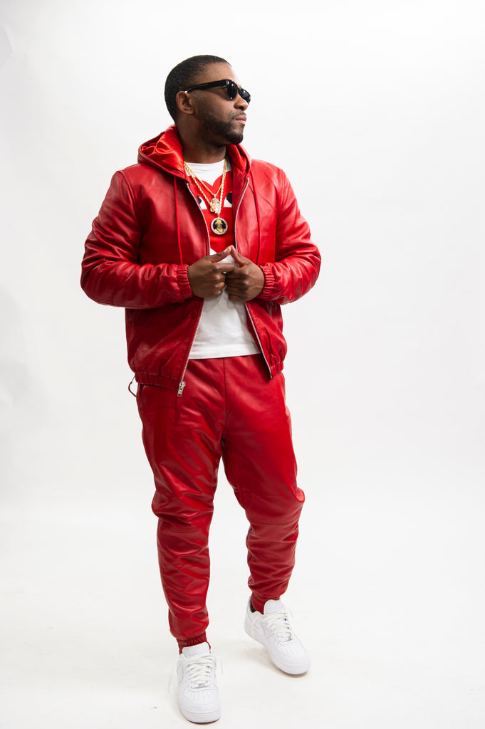 Men's Leather Sweat Suit [Red] – LeatherKloset
