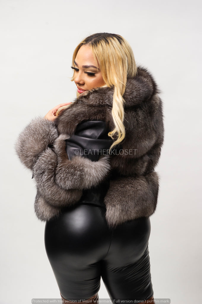Women's Leather And Fox Combo [Black/Silver] – LeatherKloset