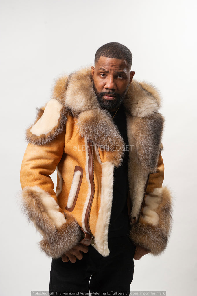Men's Andre Shearling Biker With Fox [Rust] – LeatherKloset