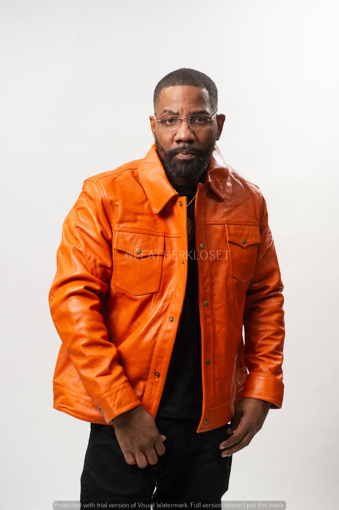 Men's Dylan Distressed Jacket [Pumpkin] – LeatherKloset