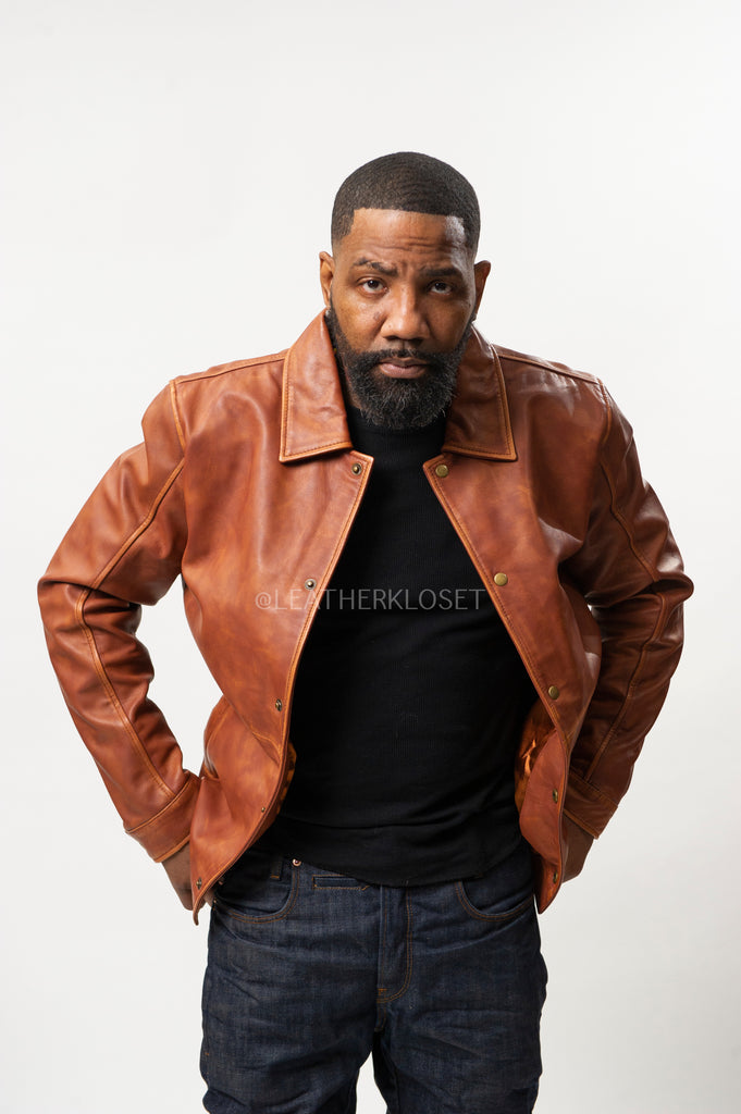 Men's Compton Leather Jacket [Caramel Crunch] – LeatherKloset