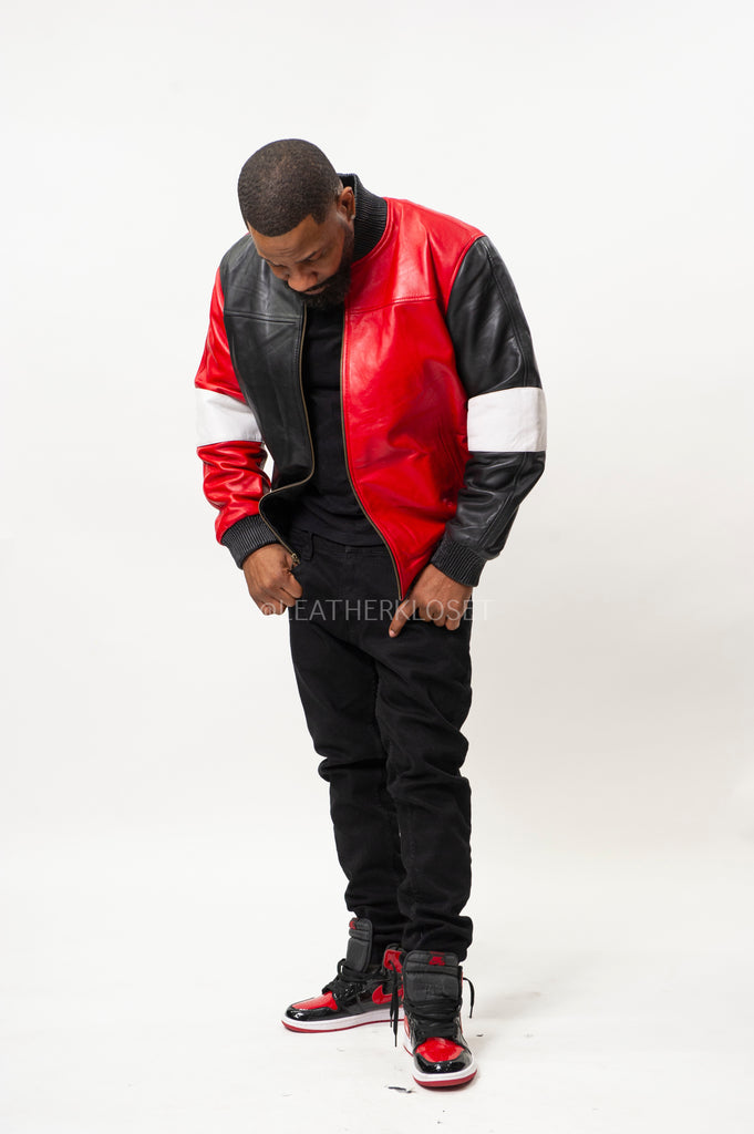 Men's Baseball Multi Color Jacket [Black/Red] – LeatherKloset