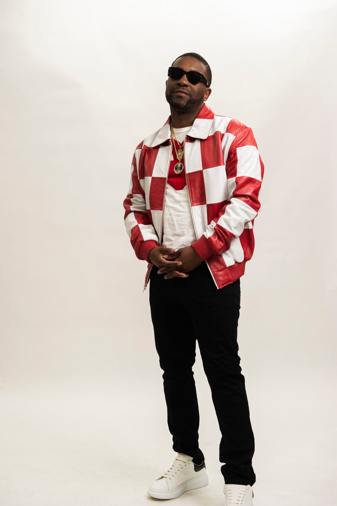Men's Checkmate Jacket [White/Red] – LeatherKloset