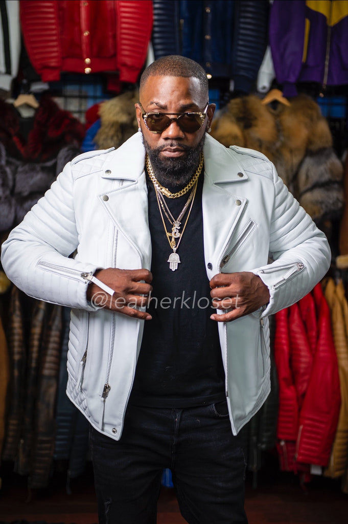 Men's Jay Biker Jacket White – LeatherKloset